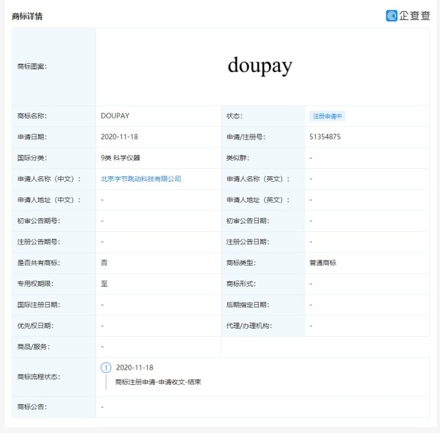 字节跳动申请“doupay”商标：已拿下 4 张金融牌照_腾讯新闻