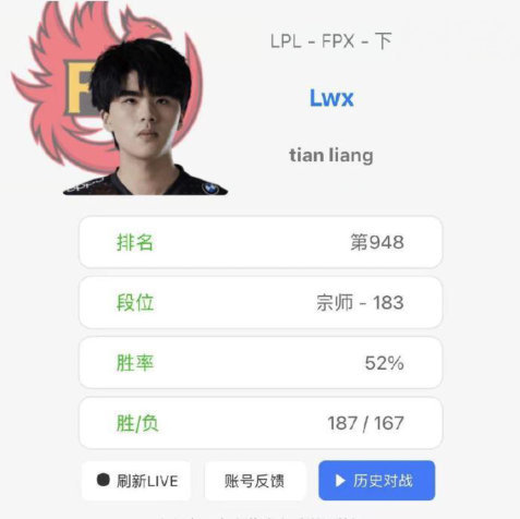 Tian回归FPX首发！Lwx更改iD：tian liang_腾讯新闻