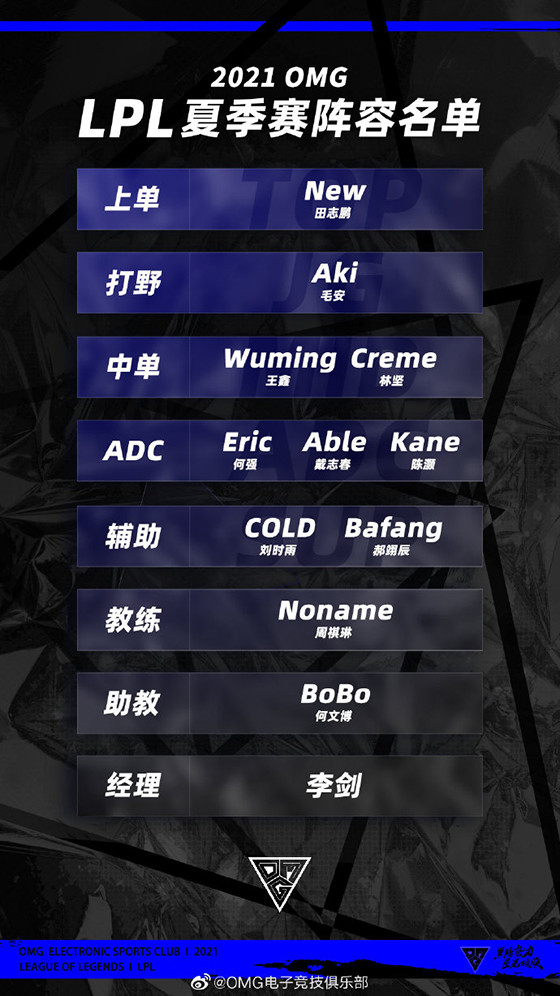 OMG率先公布夏季赛大名单：前RNG“走a怪”加盟_腾讯新闻