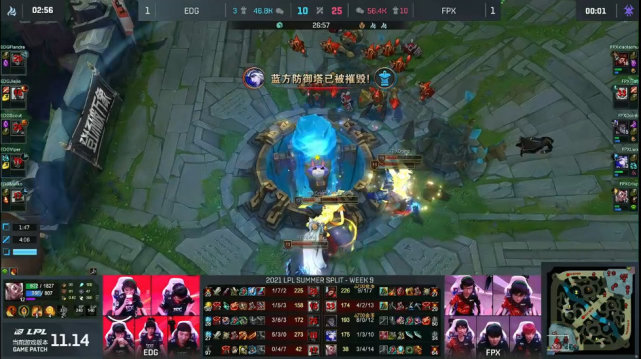 FPX2比1战胜EDG，队员表现引发热议，网友：中野这状态太猛了！_腾讯新闻