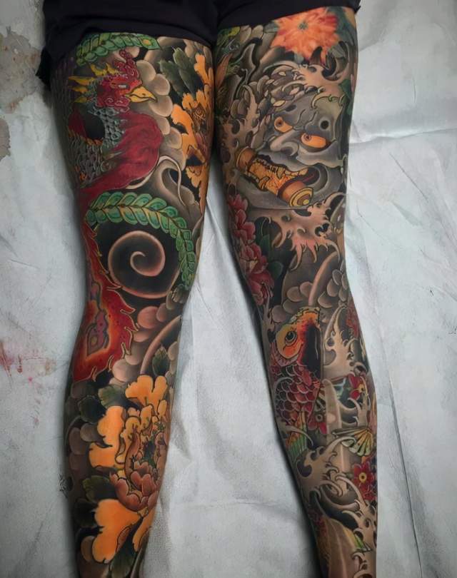 纹身花腿 真实樱花纹身手稿 伤感说说吧