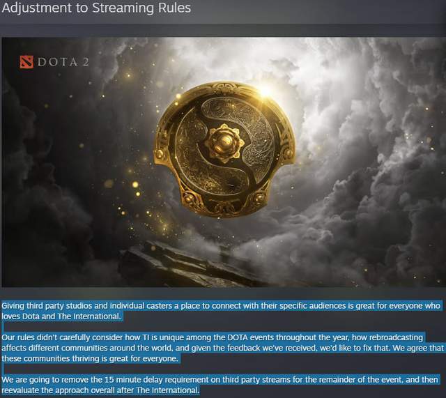 TI10延迟最新进展：V社让步，完美撇清关系，yyf大胜利！_腾讯新闻