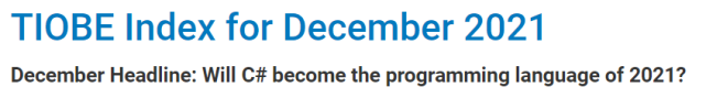 TIOBE 12 月榜单：PHP 跌出前十，C＃或将成年度语言_腾讯新闻