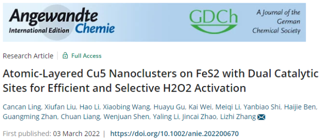 张礼知团队今日Angew：Cu-Fe双催化位点，助力H2O2 活化！_腾讯新闻