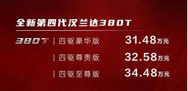 全新第四代汉兰达 380T正式上市，售价31.48万-34.48万_腾讯新闻