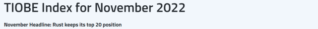 TIOBE 11月榜单：Rust保住地位，少儿编程语言Scratch 进入TOP 20_腾讯新闻