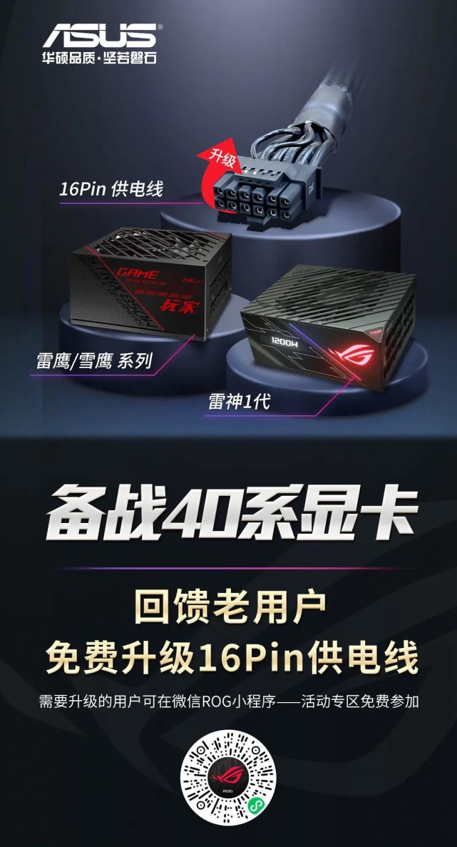 ROG 玩家国度为部分电源用户免费升级 16Pin 模组供电线_腾讯新闻