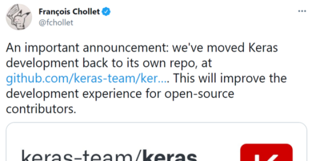 Keras正式从TensorFlow分离：结束API混乱与耗时编译_腾讯新闻