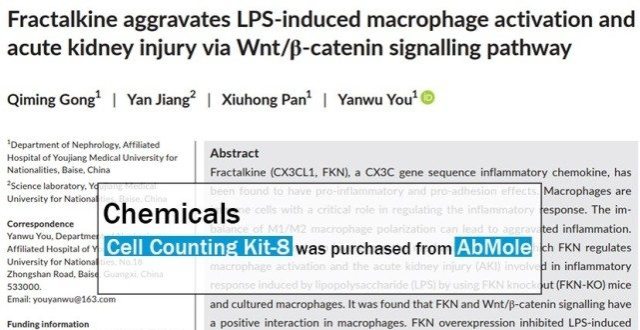 AbMole科研-Fractalkine通过Wnt/β-catenin信号通路加重LPS诱导的巨噬细胞活化和急性肾损伤_腾讯新闻
