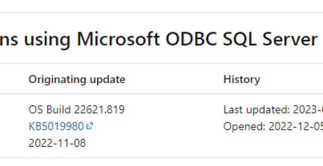 Win11/10 ODBC SQL Server驱动程序Bug导致应用问题，微软缓解_腾讯新闻