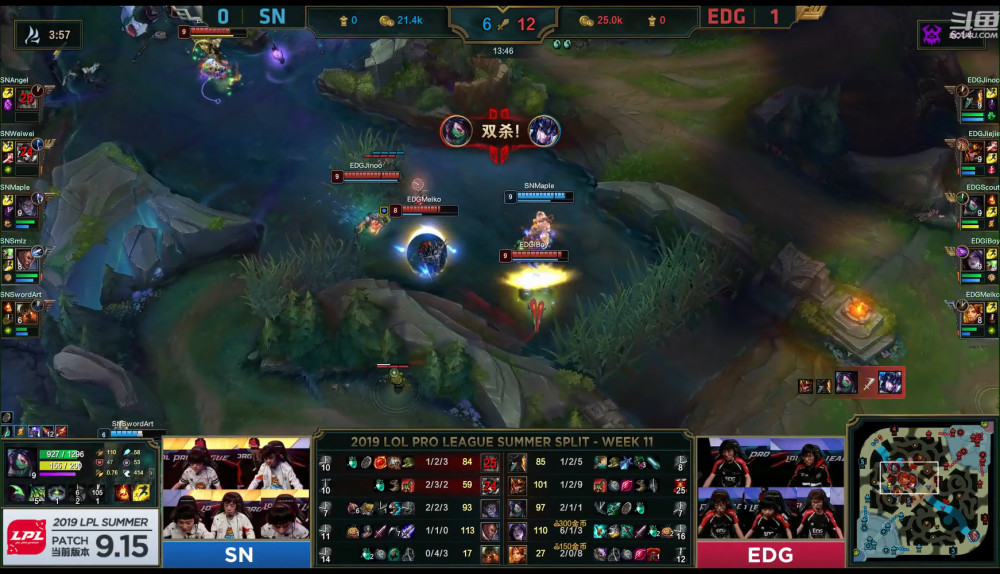 EDG击败SN成功锁定季后赛第五名，爱打架的EDG有点凶