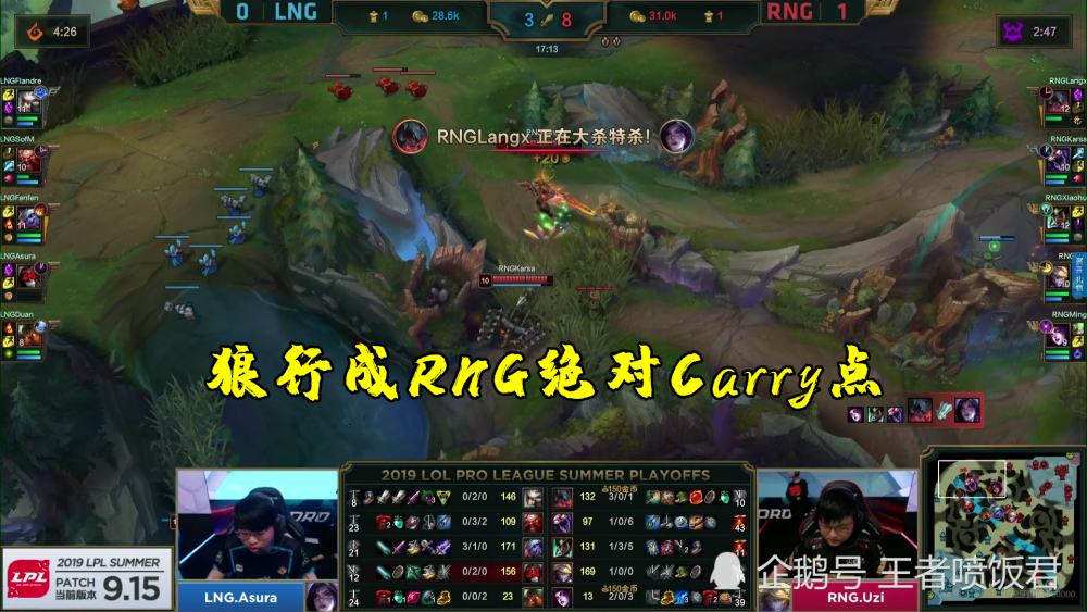 RNG击败LNG，狼行剑魔大杀四方！网友：阿修罗失误葬送胜利