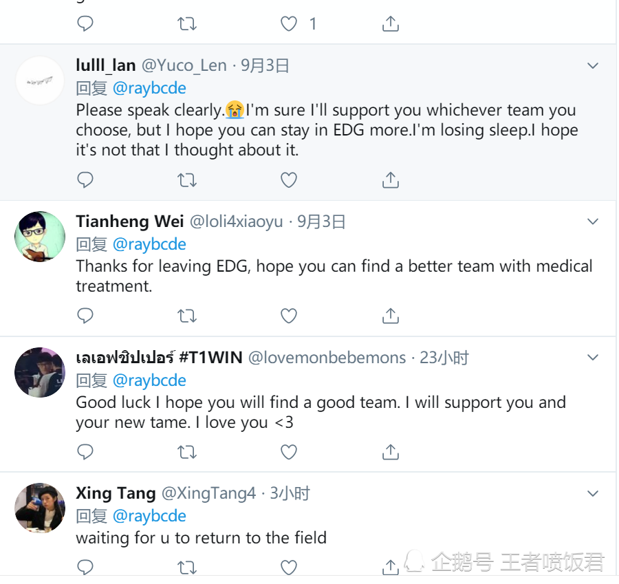 EDG有大变动，Ray发推寻新东家？网友：买theshy！