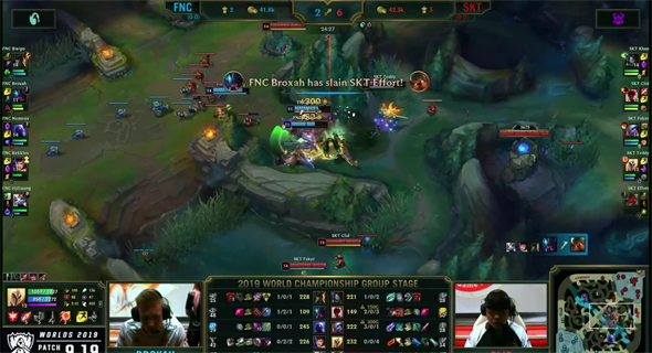 FNC下路双人组盖伦猫咪登场，李哥超神小炮助SKT拿到开门红