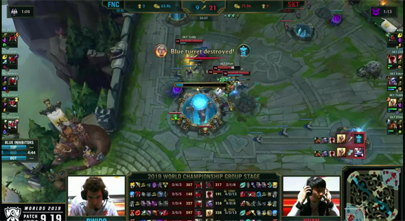 FNC下路双人组盖伦猫咪登场，李哥超神小炮助SKT拿到开门红