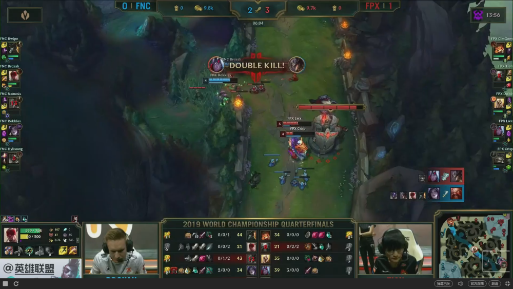 FPX2：0拿下赛点，LWX回来了，解说：这把6打4