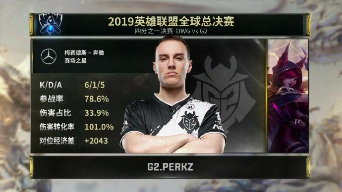 两位欧洲法王BUFF加持，G2八强赛首局暴揍DWG，这双C太猛了