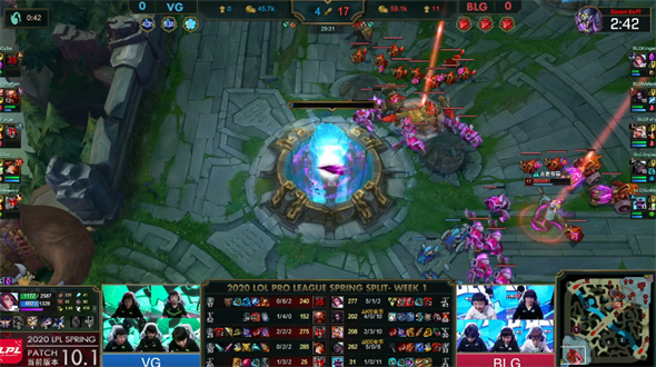 国豪野区完美发挥压制VG打野三级 BLG第一局轻松击败VG