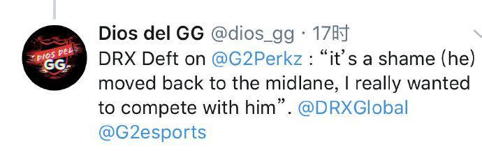 Deft表示我很想和Perkz在下路对线一次，网友表示马后炮