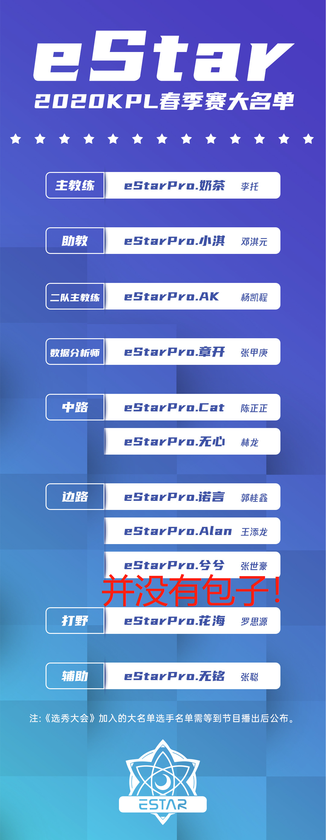 estar3-1AG，包子表现亮眼却未上大名单，KPL春季赛或难上场！