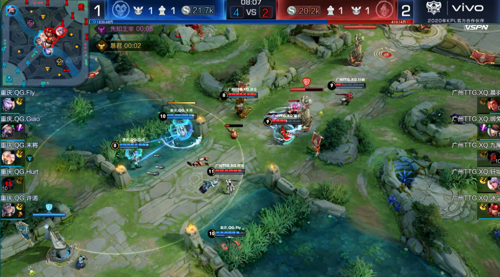 王者荣耀春季赛：XQ vs QG第四场，吕布大招拯救局面！