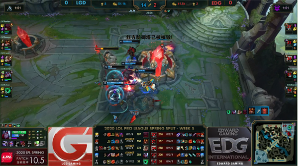 EDG前期完美运营被LGD一波击溃 LGD新阵容初见成效！