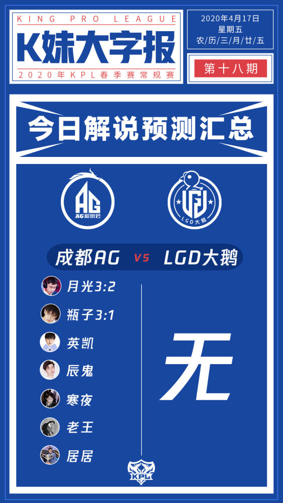 AG与LGD一战，7位KPL解说全都“奶”AG赢，看来“鹅肉”吃不到了