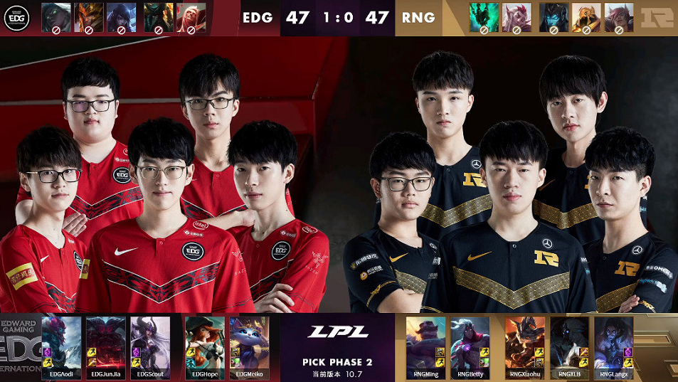 RNG优势开局被翻 猪狗大战EDG高歌猛进拿下赛点！