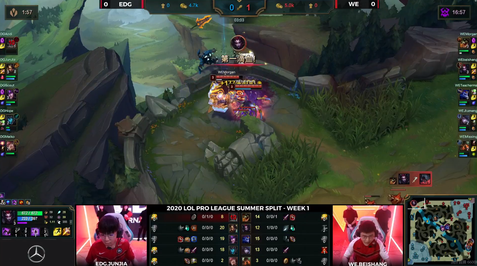 WE双人组对线被EDG打崩 meiko腕豪收获揭幕战MVP！