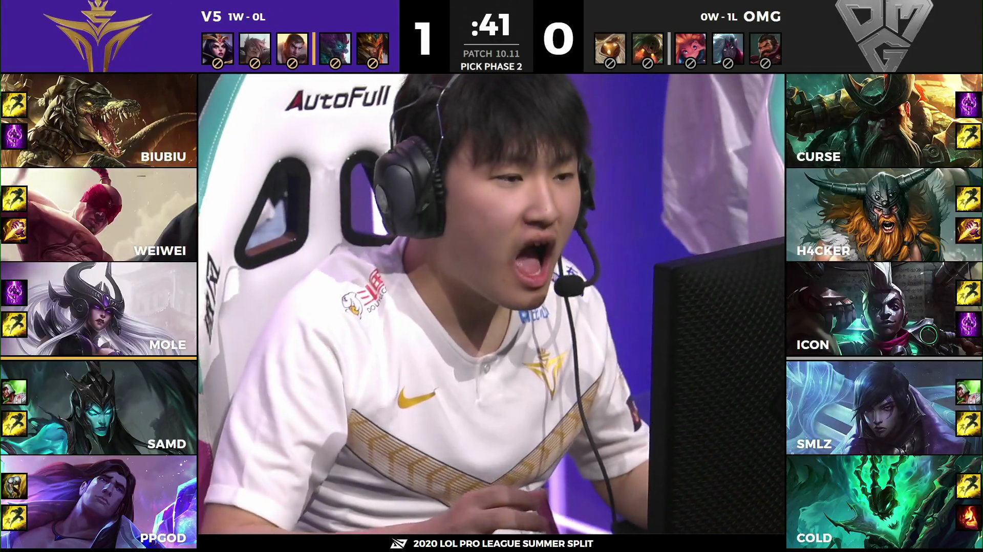 V5遭遇LPL夏季赛首败，OMG迎来了首胜，Smlz得到照顾斩获四杀