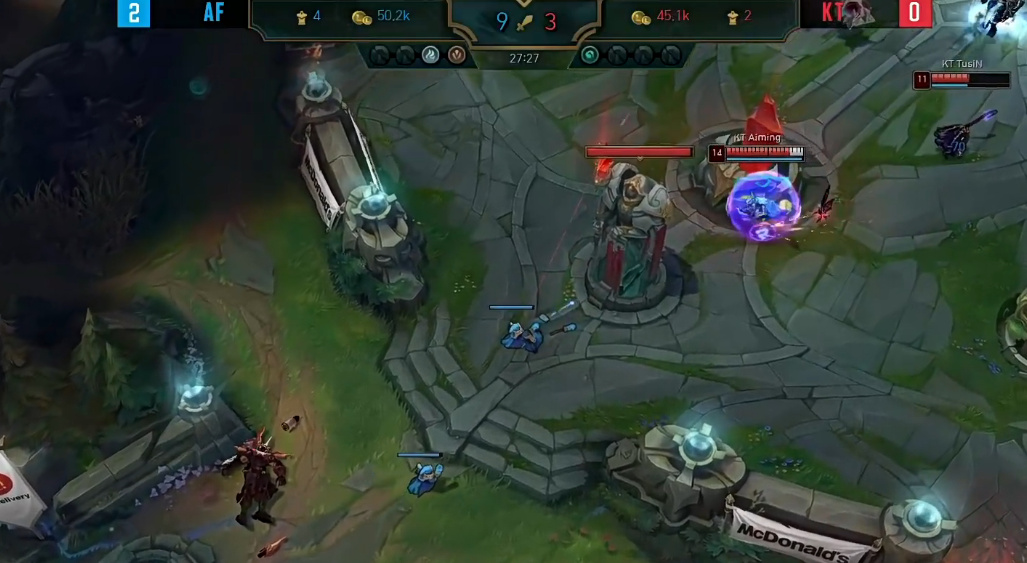 AF直落三局轻取KT Faker面临严峻挑战