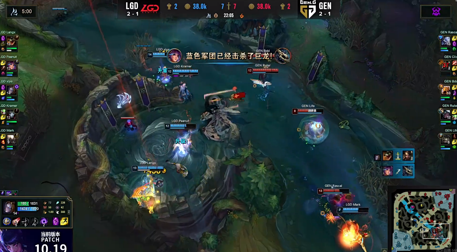 LOL：小花生技能全空节奏带崩狼行，LGD天崩开局差点翻盘GEN！