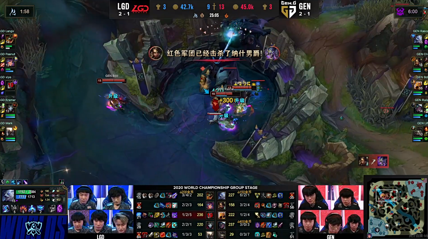 LOL：小花生技能全空节奏带崩狼行，LGD天崩开局差点翻盘GEN！