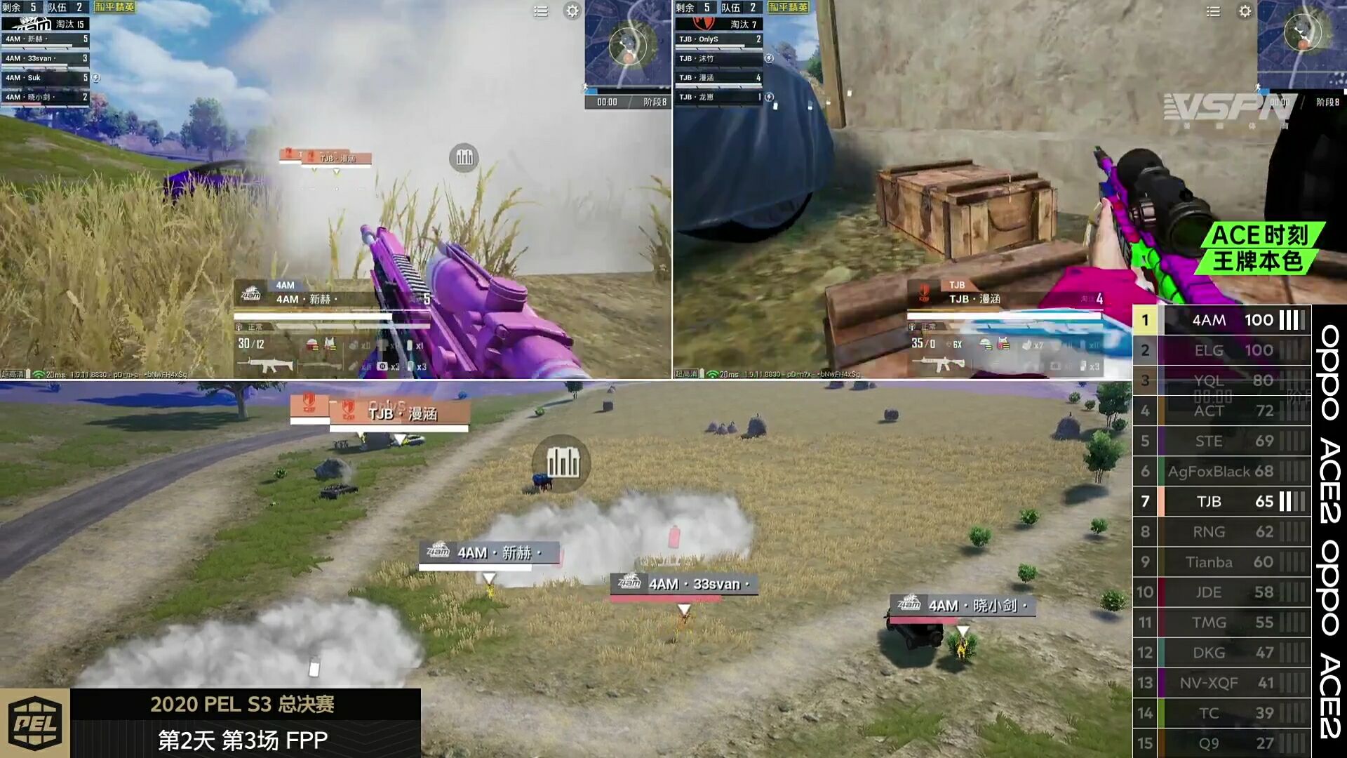 和平精英PEL职业联赛S3赛季4AM反超黑马ELG 领先49分稳居首榜