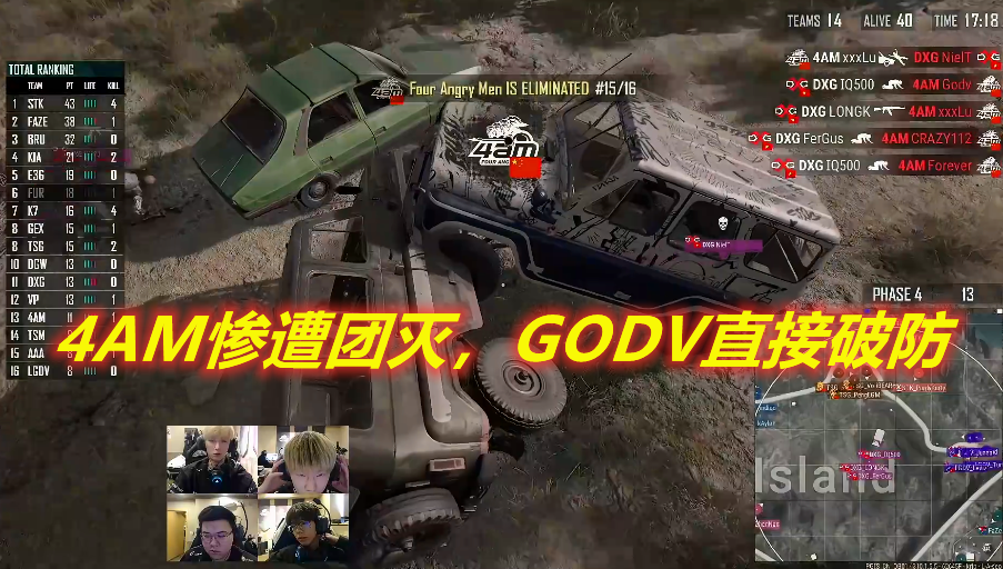 PGI排位赛W4：四场比赛结束4AM位列倒数第三，GODV直接破防！