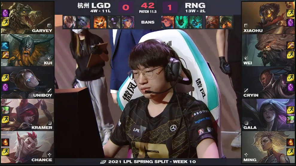 小虎上演绝地求生！RNG不惧水鬼，击败LGD荣登常规赛榜首！