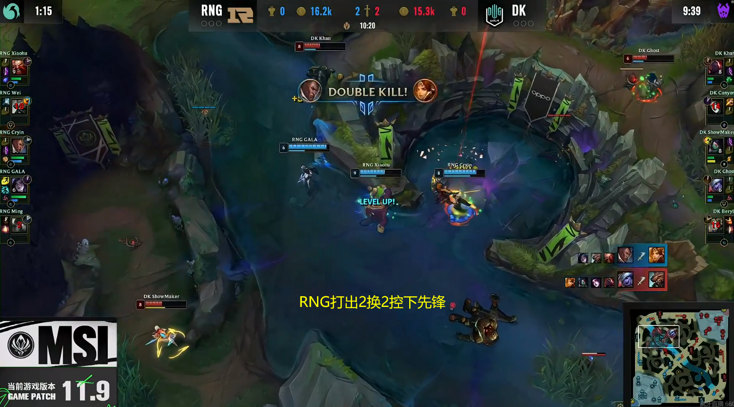 LOL：RNG摇摆卢锡安果子哥证明自己，双龙会击溃DK先下一城！