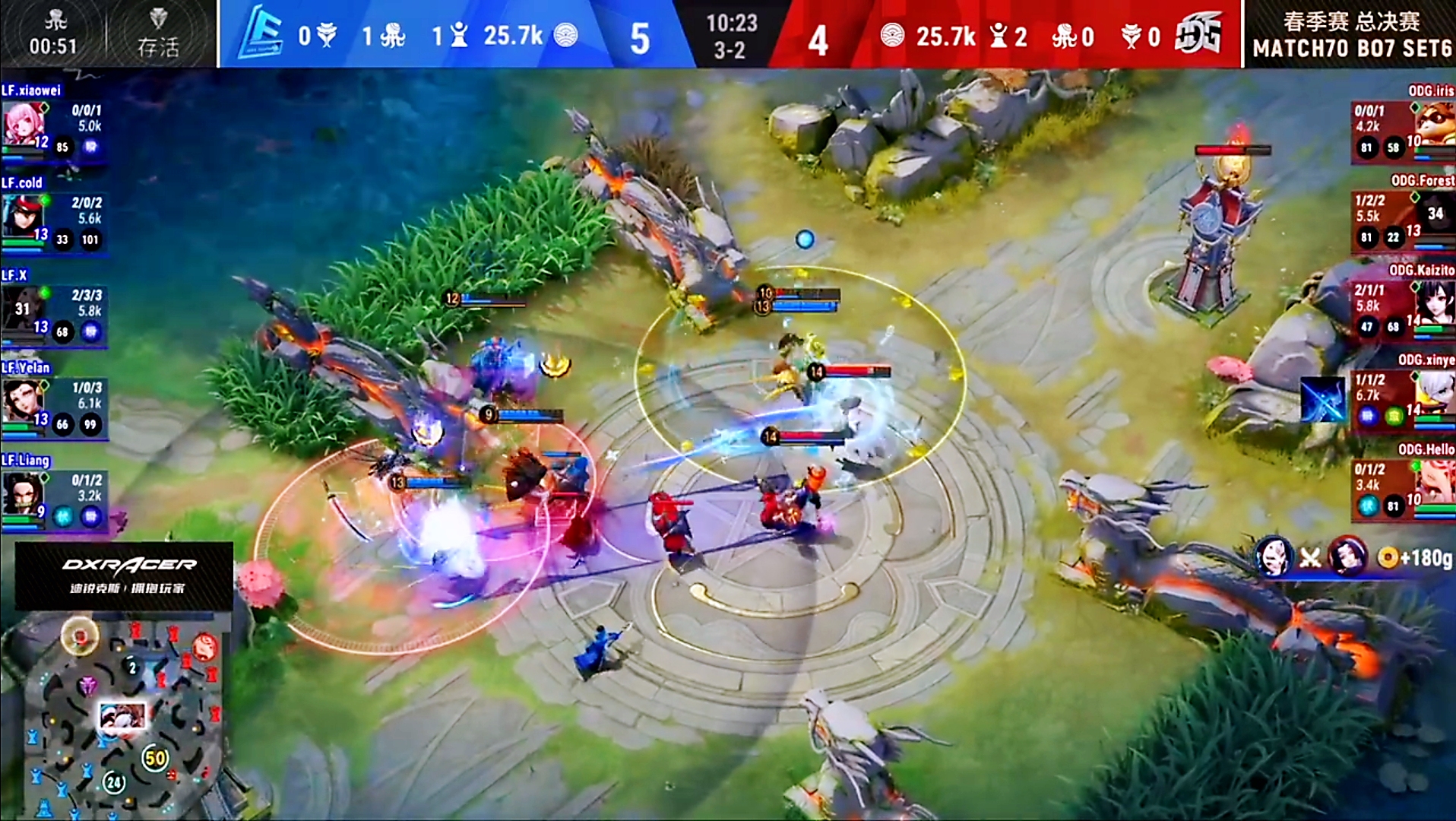 Forest鬼切关键切后，ODG连续战胜LF两局，OPL决赛进入决胜局