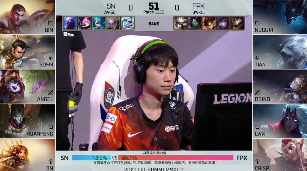 FPX2-1击败SN，晋级季后赛！Doinb四杀塞拉斯疯狂carry