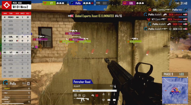 绝地求生PCS5：PeRo首战吃鸡 XDD登顶战神榜，17天命圈被KO引热议