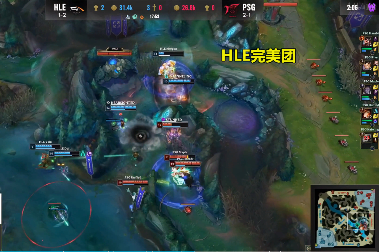 HLE生死战复仇PSG，保留小组出线希望，摩根进化压制Hanabi