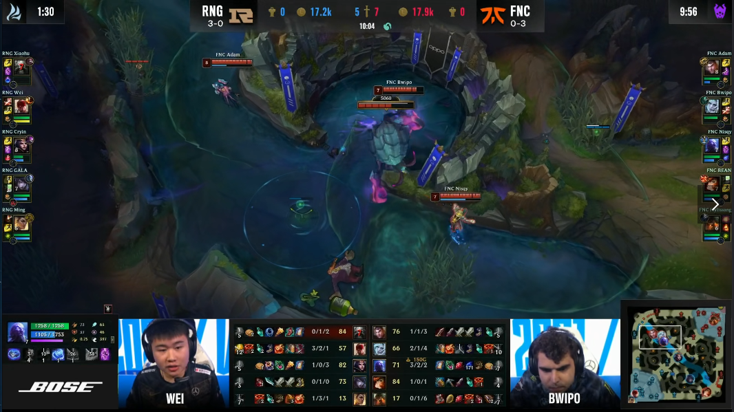 RNG三连胜被终结！Cryin妖姬关键失误葬送比赛，FNC喜迎首胜！