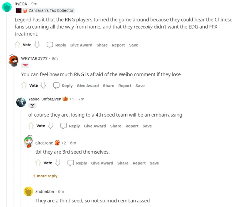 外网热议RNG小组第一：GALA补刀更多 让Chovy上头了