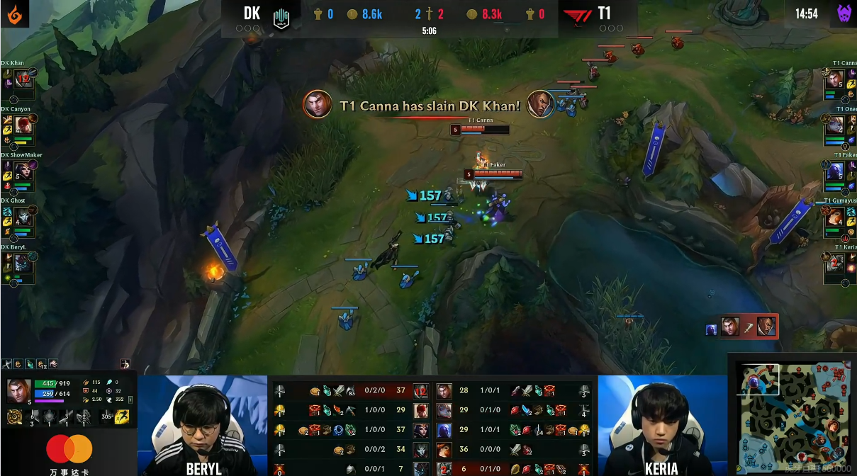 Showmaker妖姬立大功，DK轻松击败T1