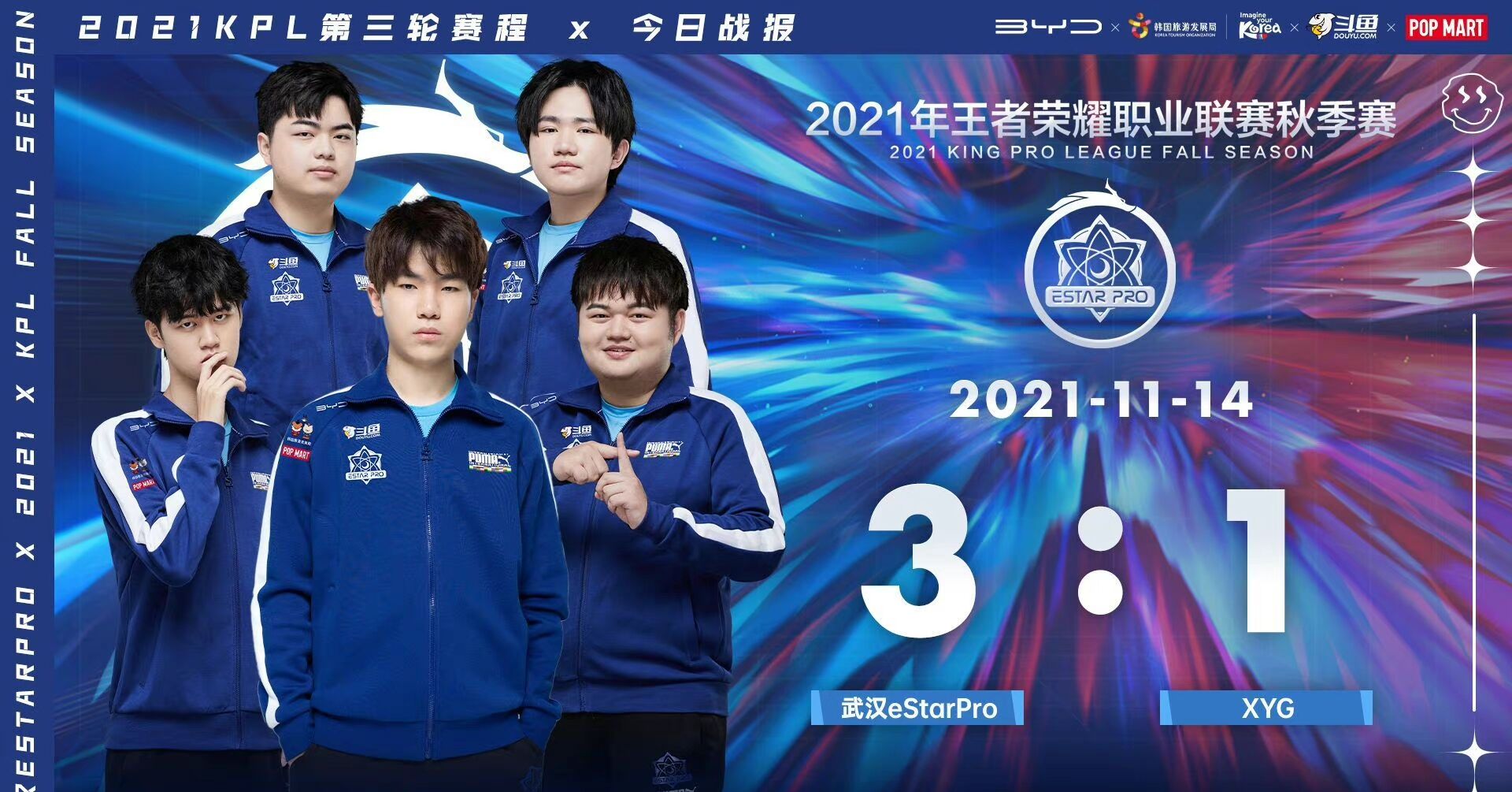 武汉estar全员占领KPL本周最佳选手，网友：e统天下了