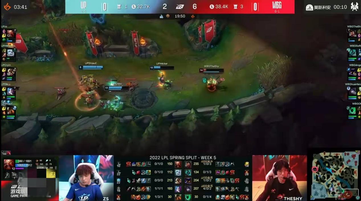 WBG轻松横扫UP，THESHY发挥出色，网友：你们肿么玩？