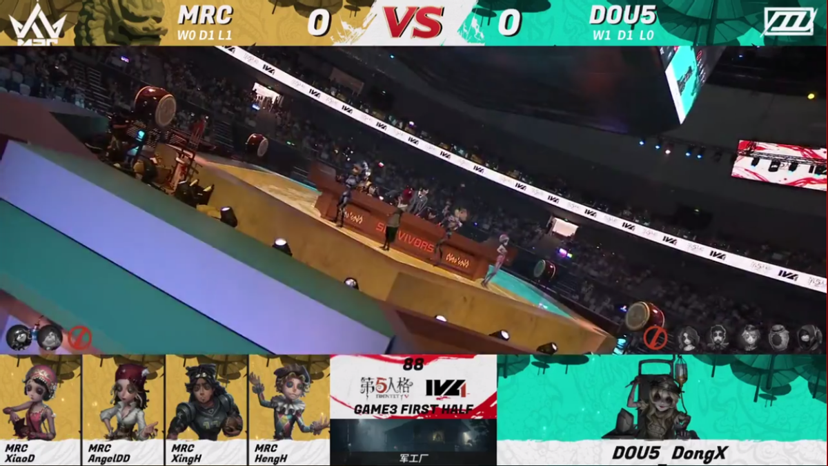 第五人格2022IVL夏季赛总决赛D3 MRC vs DOU5 第三局 DOU5战队4抓3出再次拿下比分