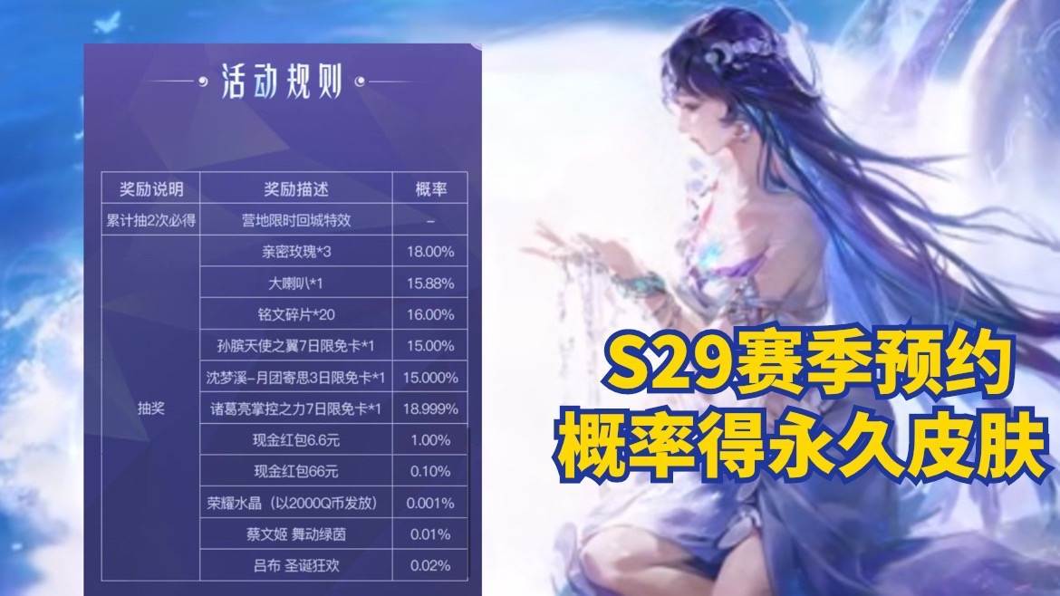 s29赛季预约概率得永久皮肤，王者停服10小时别怕，备好388点券