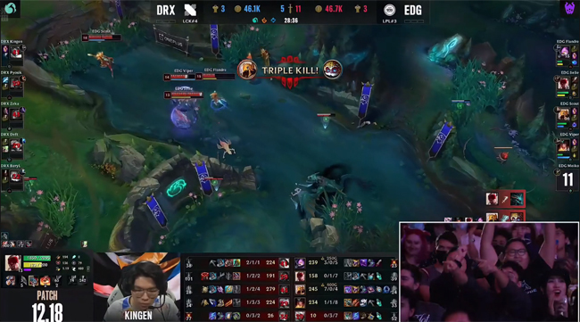 Zeka塞拉斯打出四次单杀，DRX 3-2淘汰EDG晋级四强