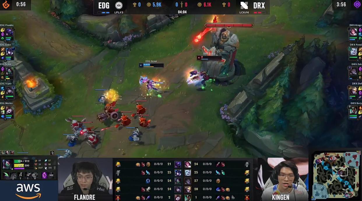 S12八强战：Zeka四度单吃Scout DRX让2追3淘汰EDG！